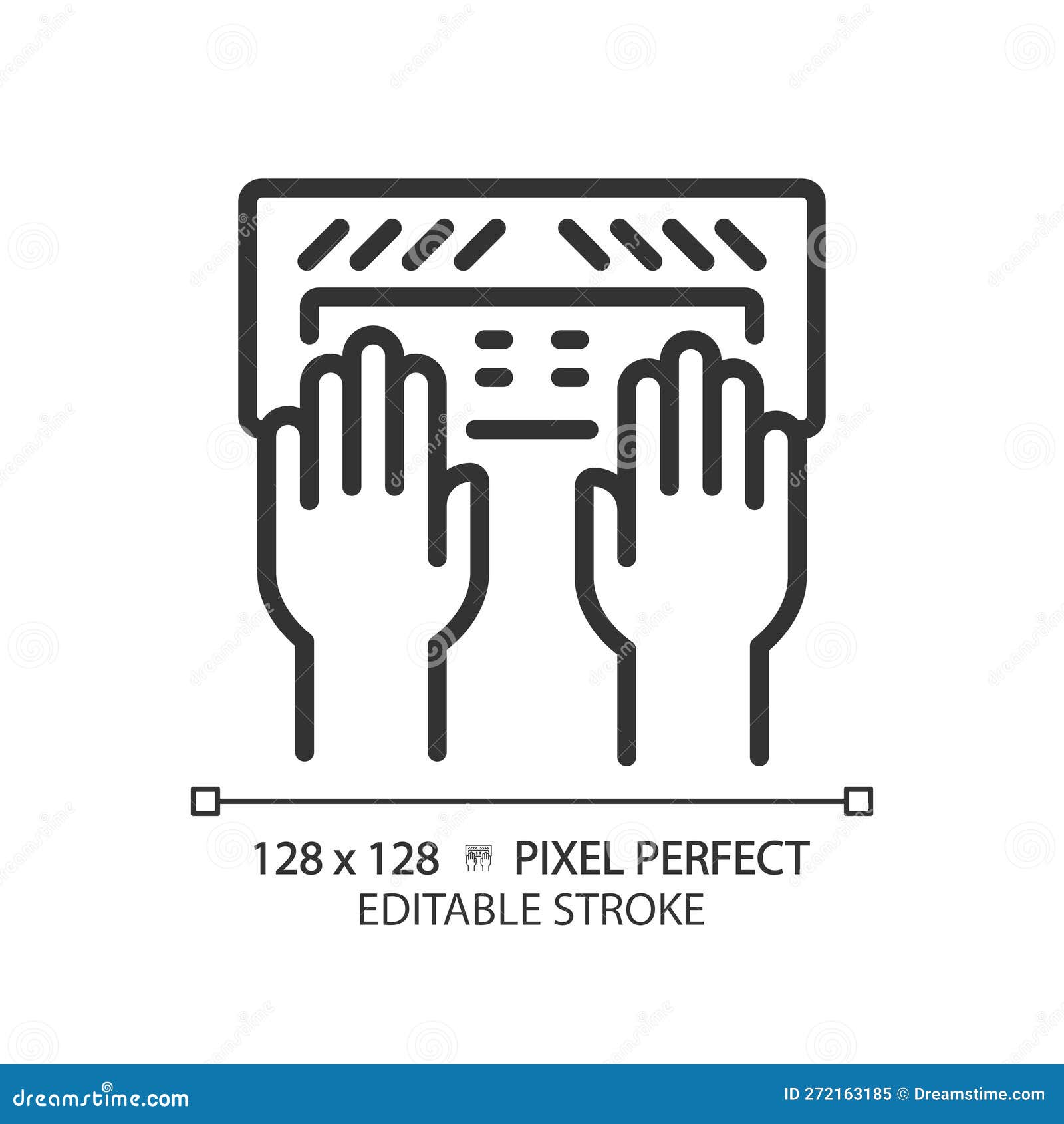 Hands with Braille Keyboard Pixel Perfect Linear Icon Stock Vector ...