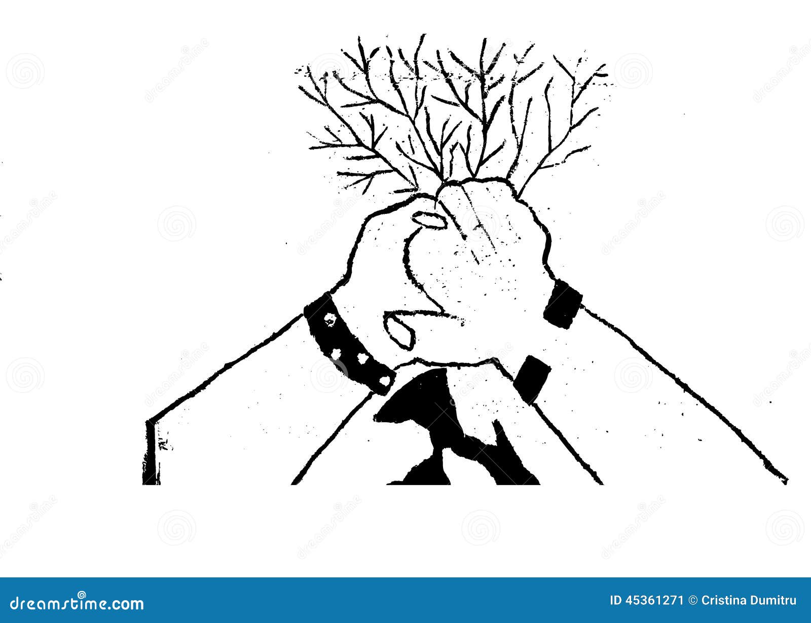 Hands with branches stock illustration. Illustration of hands - 45361271