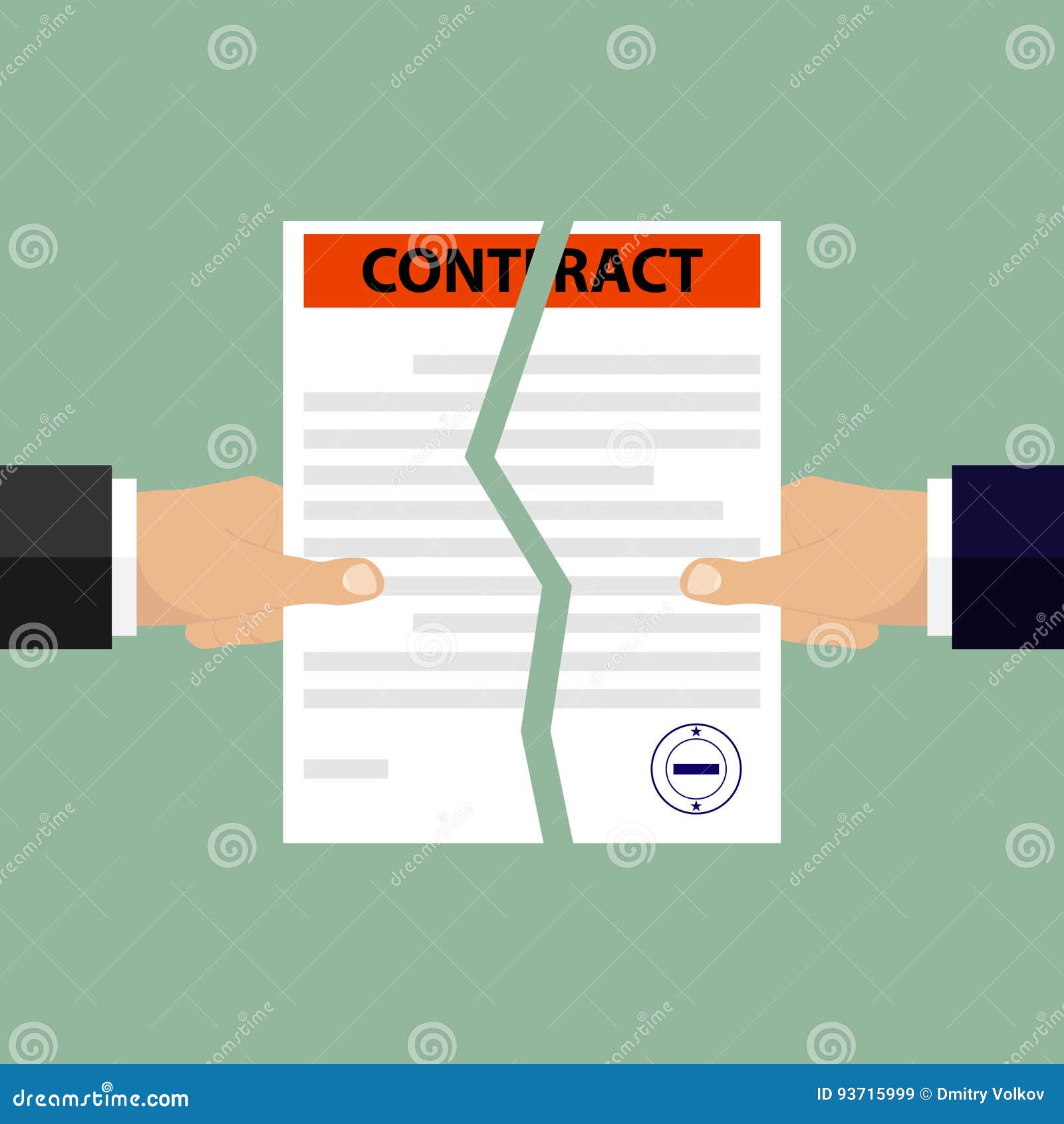 Hands break the contract stock vector. Illustration of finish - 93715999