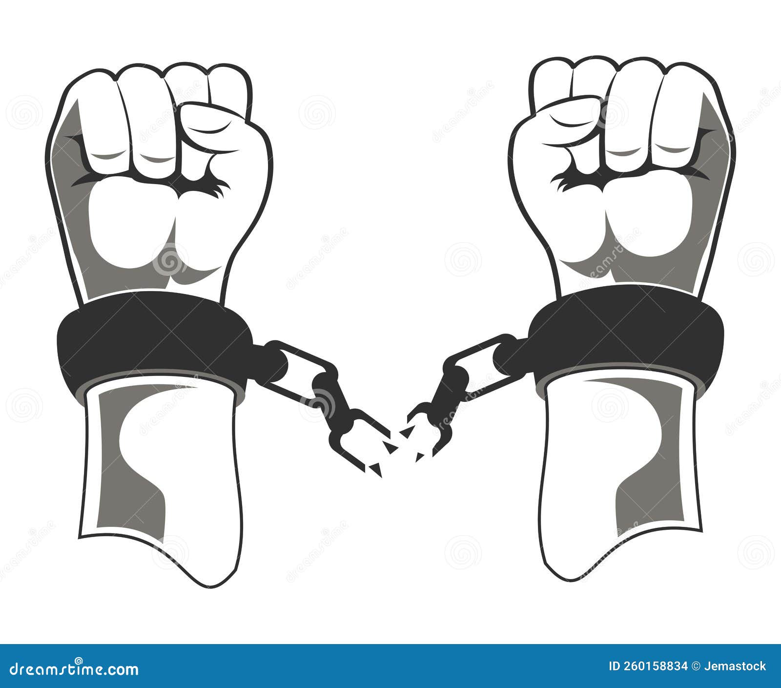 Hands breaking chain stock vector. Illustration of power - 260158834