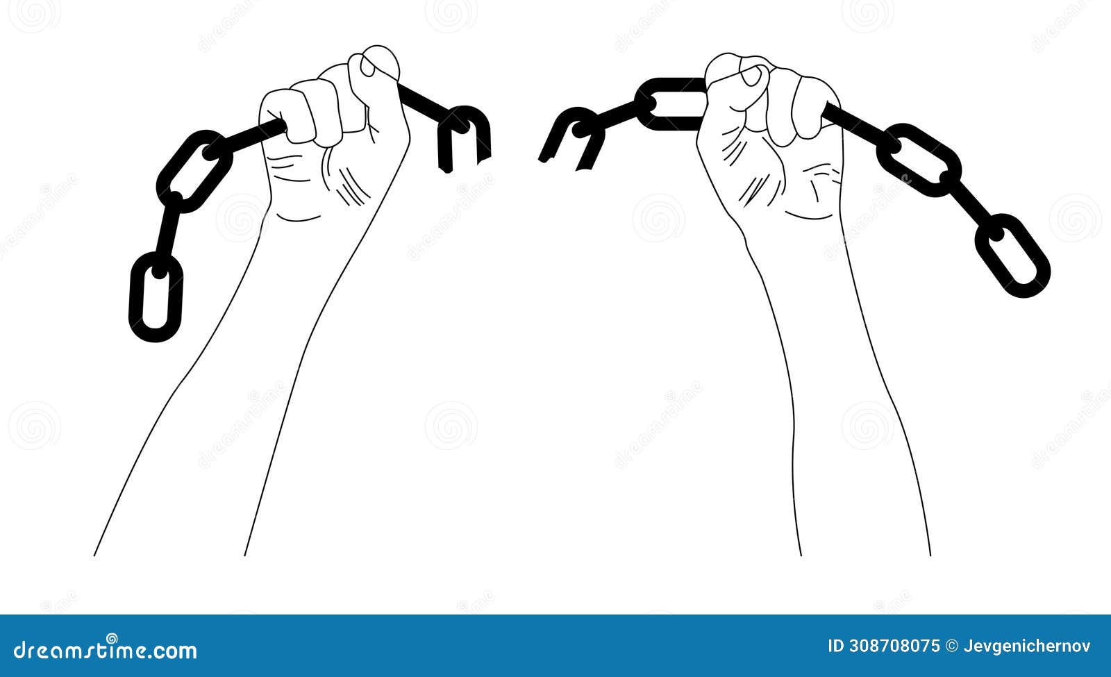 Hands Breaking a Chain Line Art Stock Vector - Illustration of freedom ...