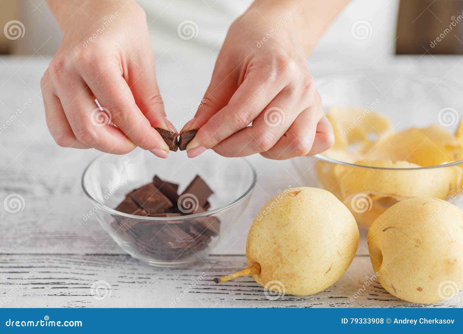 Hands Breaking a Chocolate in Bowl Stock Photo - Image of baked ...