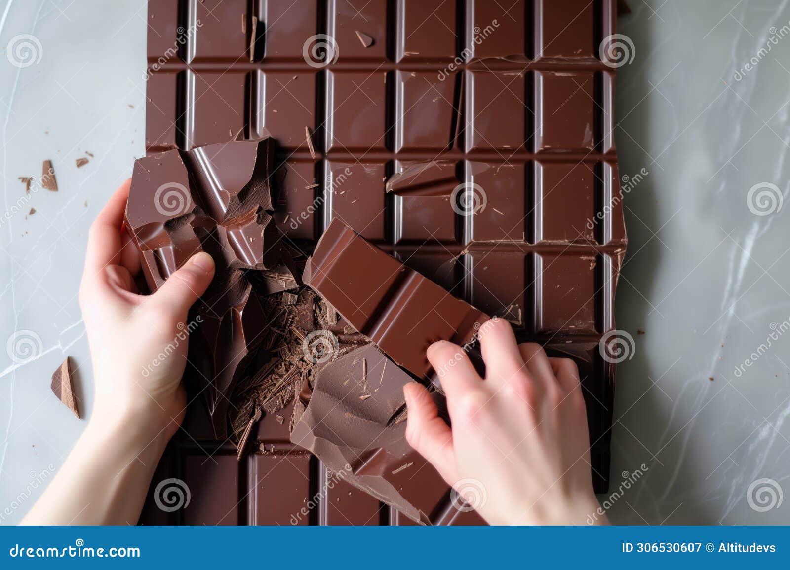 Hands Breaking a Large Slab of Chocolate Stock Illustration ...
