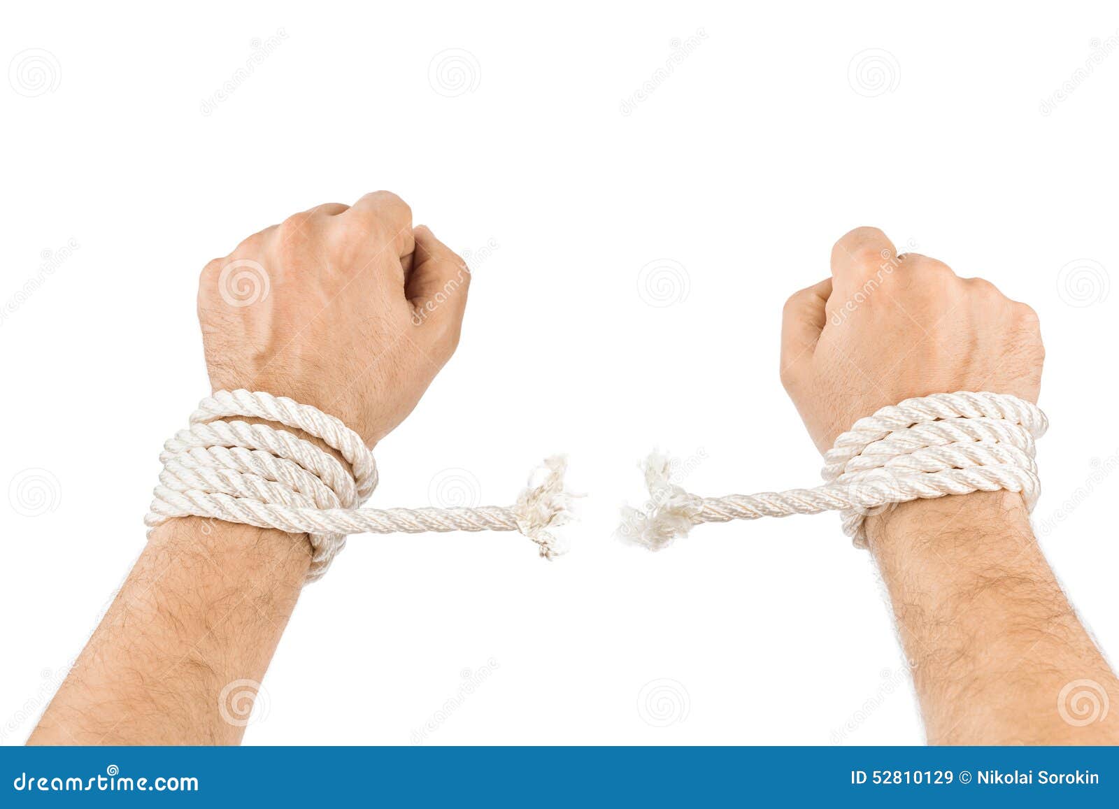 Hands and breaking rope stock image. Image of break, bounding - 52810129