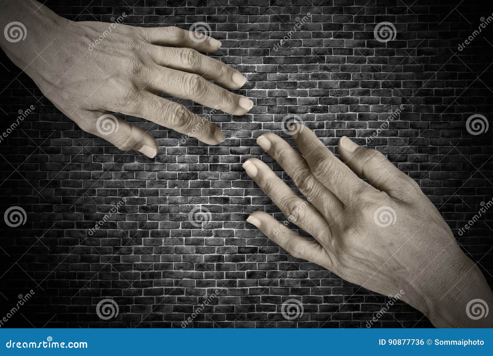 Hands and brick wall stock photo. Image of body, pattern - 90877736