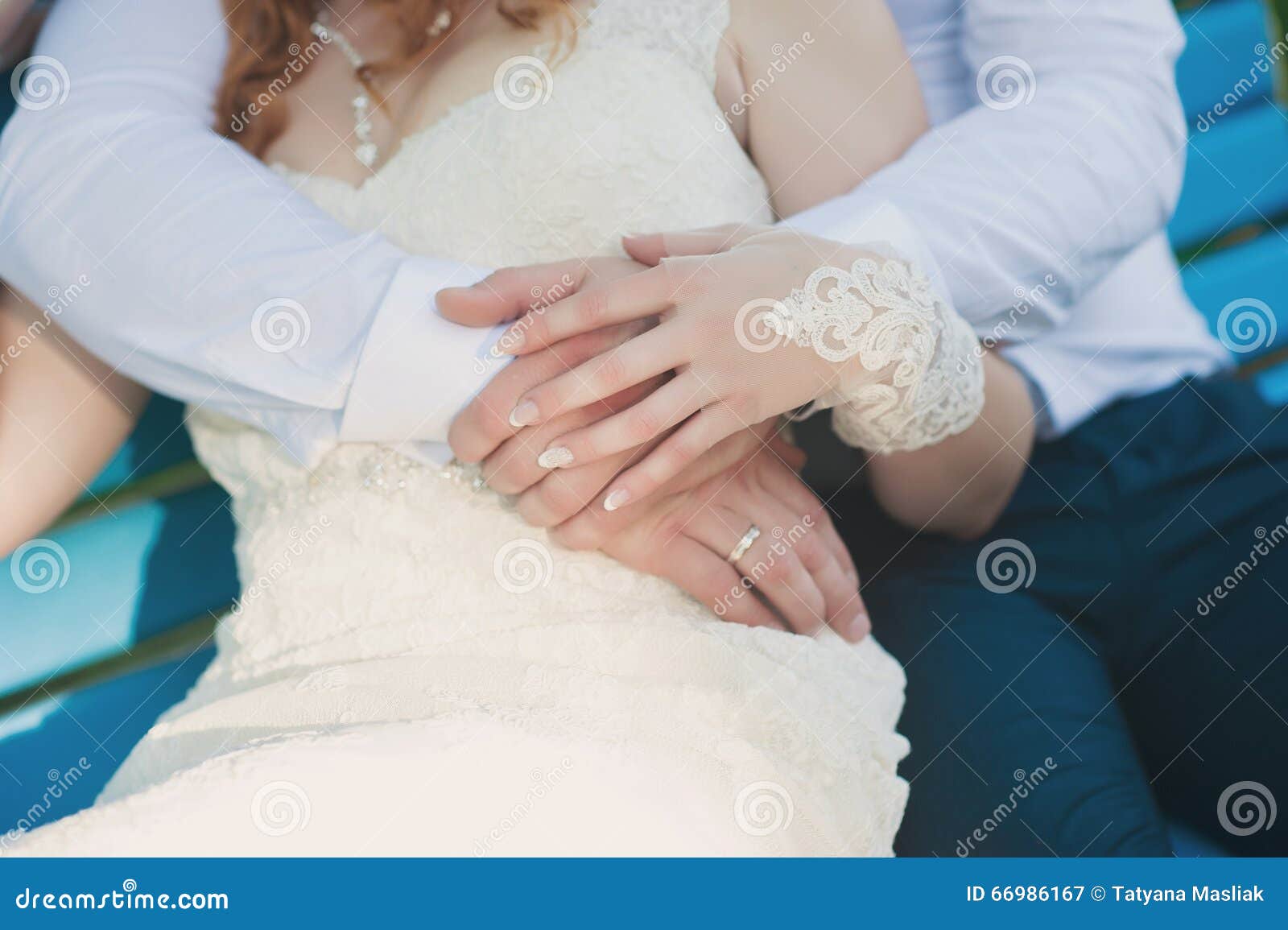 Hands of Bride and Groom Embracing Stock Image - Image of happiness ...