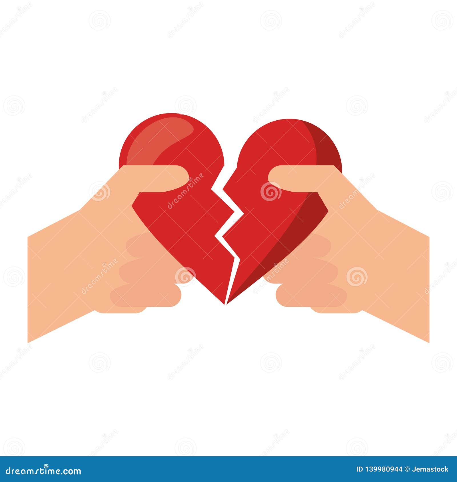 Hands with Broken Heart Cartoon Stock Vector - Illustration of ...