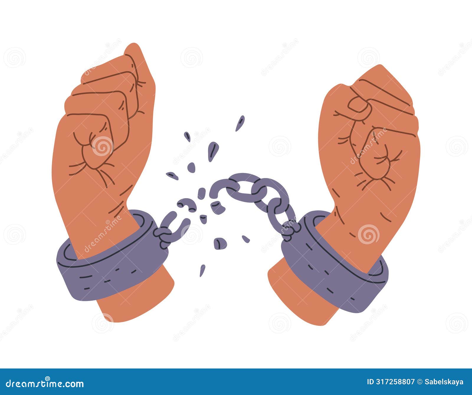 Hands with Broken Shackles, Vector Cartoon Hands in Fists Breaking the ... Hands with Broken Shackles, Vector Cartoon Hands in Fists Breaking the ...