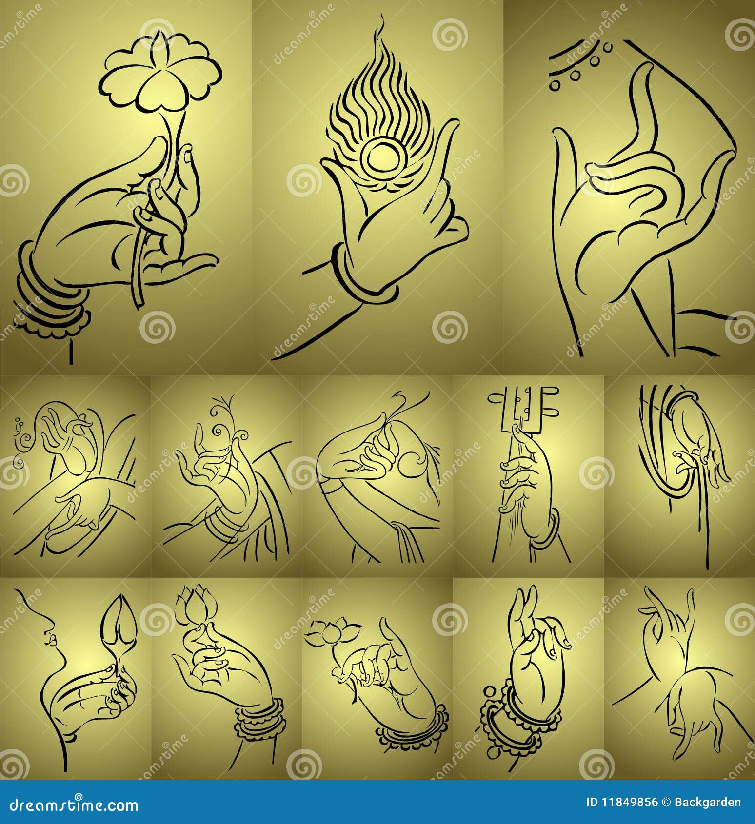 Hands of Buddha stock vector. Illustration of buddha - 11849856