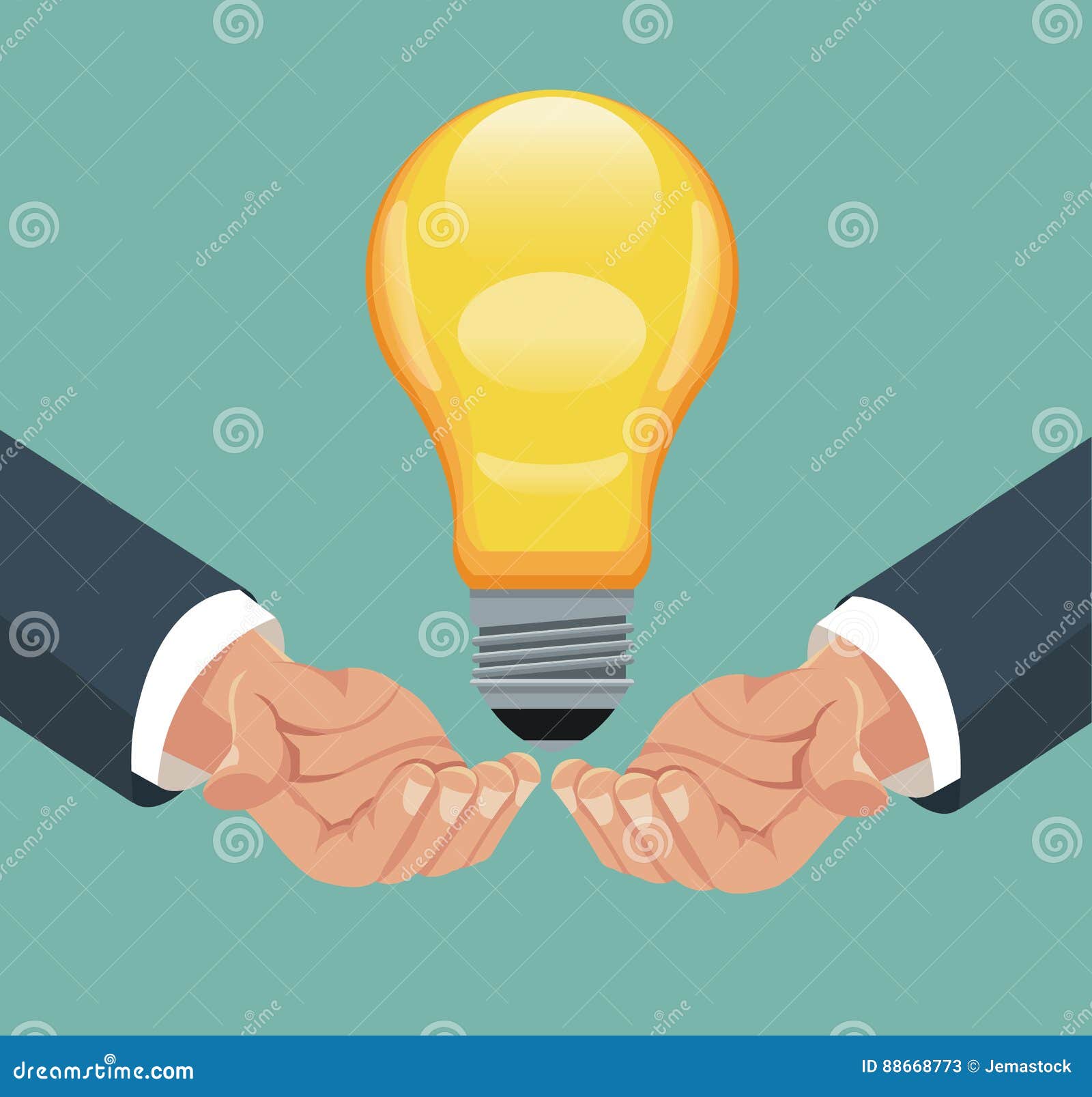 Hands with bulb creative stock illustration. Illustration of creative ...