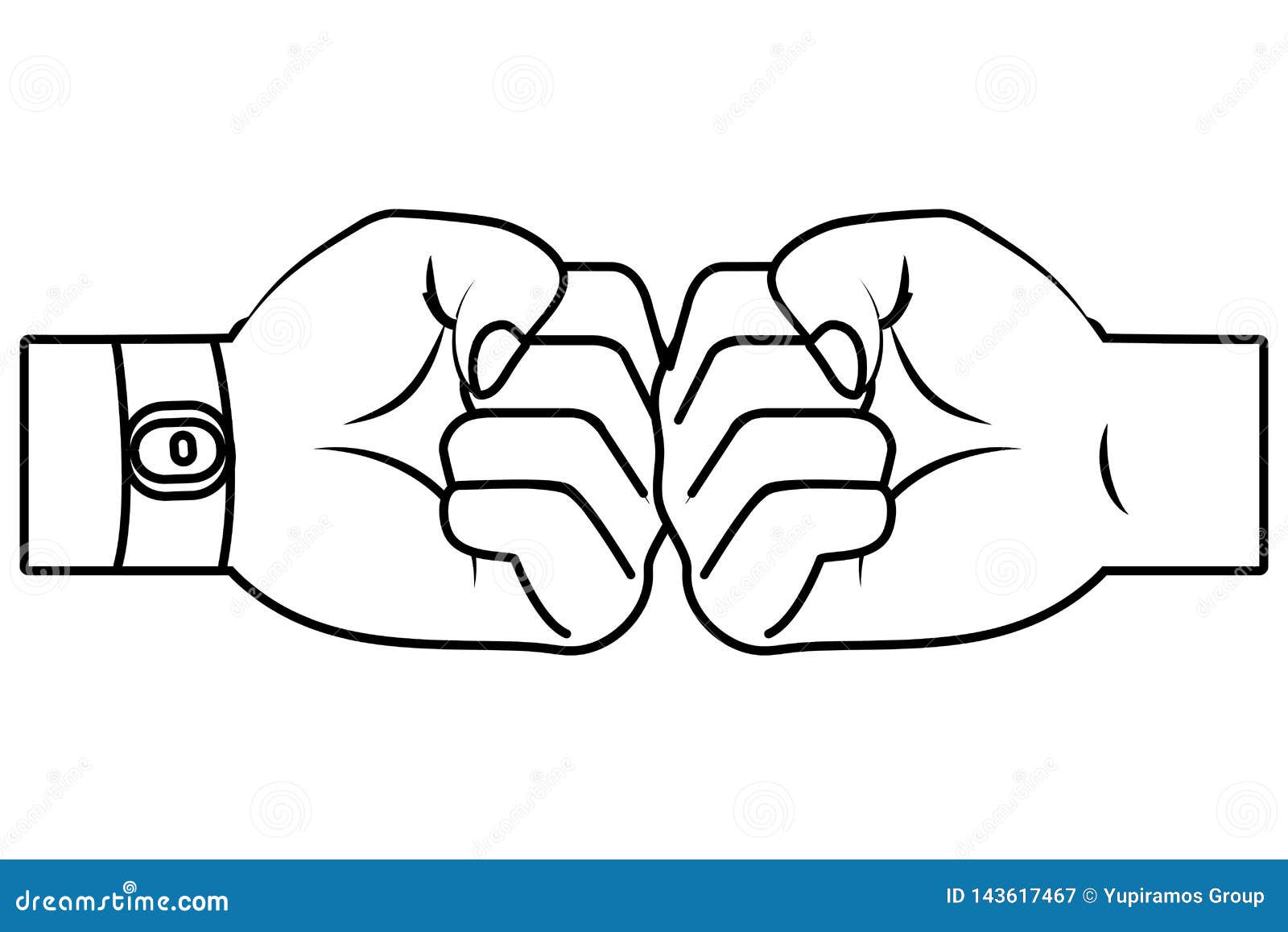Two Hands In Bumping Together, Fighting Gesture Cartoon Vector ...