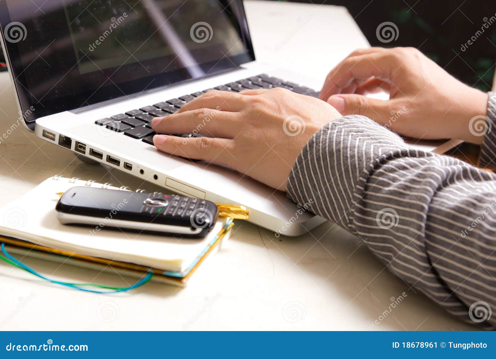 Hands of Business Man on Notebook Stock Image - Image of male, laptop ...
