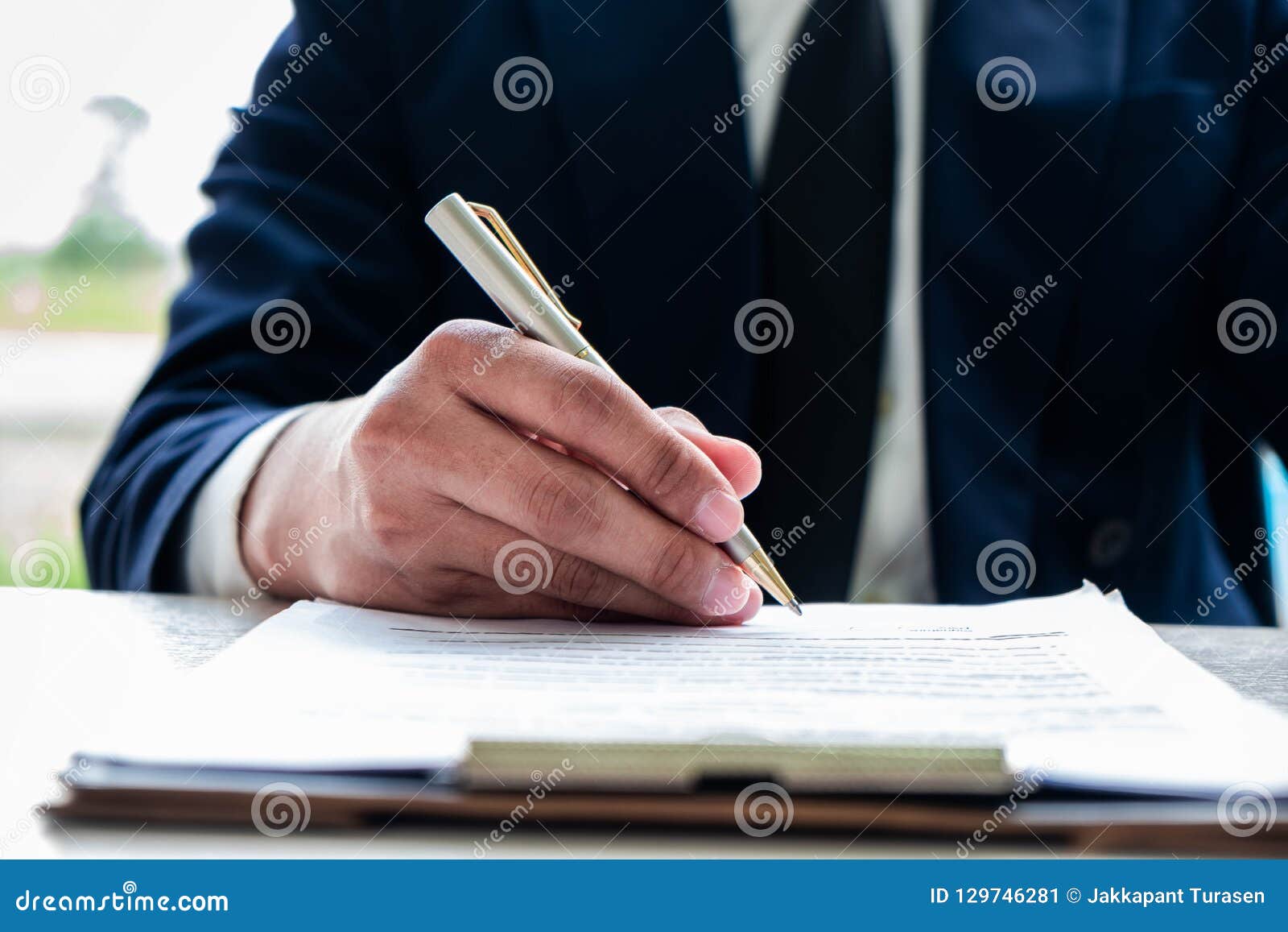 Hands of Business Man Signing the Contract Document Stock Image - Image ...