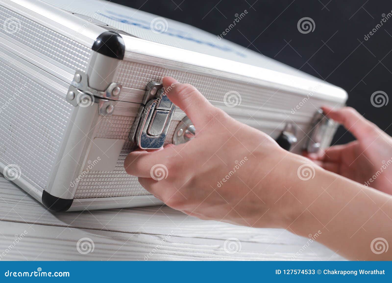 Hands Business Open Luggage Storage and Documents. Stock Image - Image ...