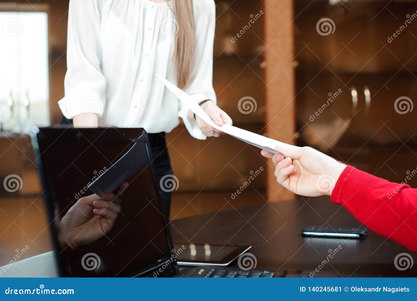 Hands of Business People Passing Document To Each Other Stock Image ...