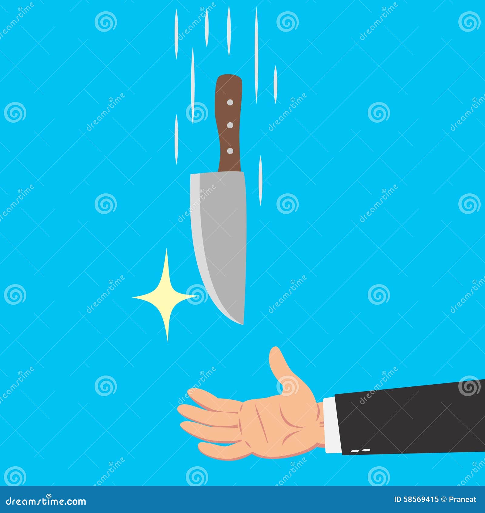 Hands of Businessman Catching a Knife Stock Vector - Illustration of credit, competition: 58569415