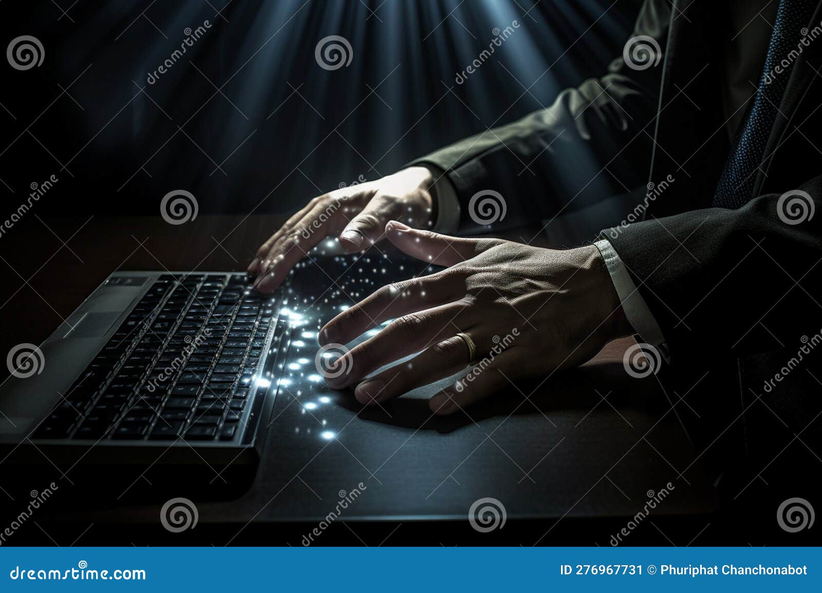 The Hands of Businessman Pressing on Computer Screen with Generative AI ...
