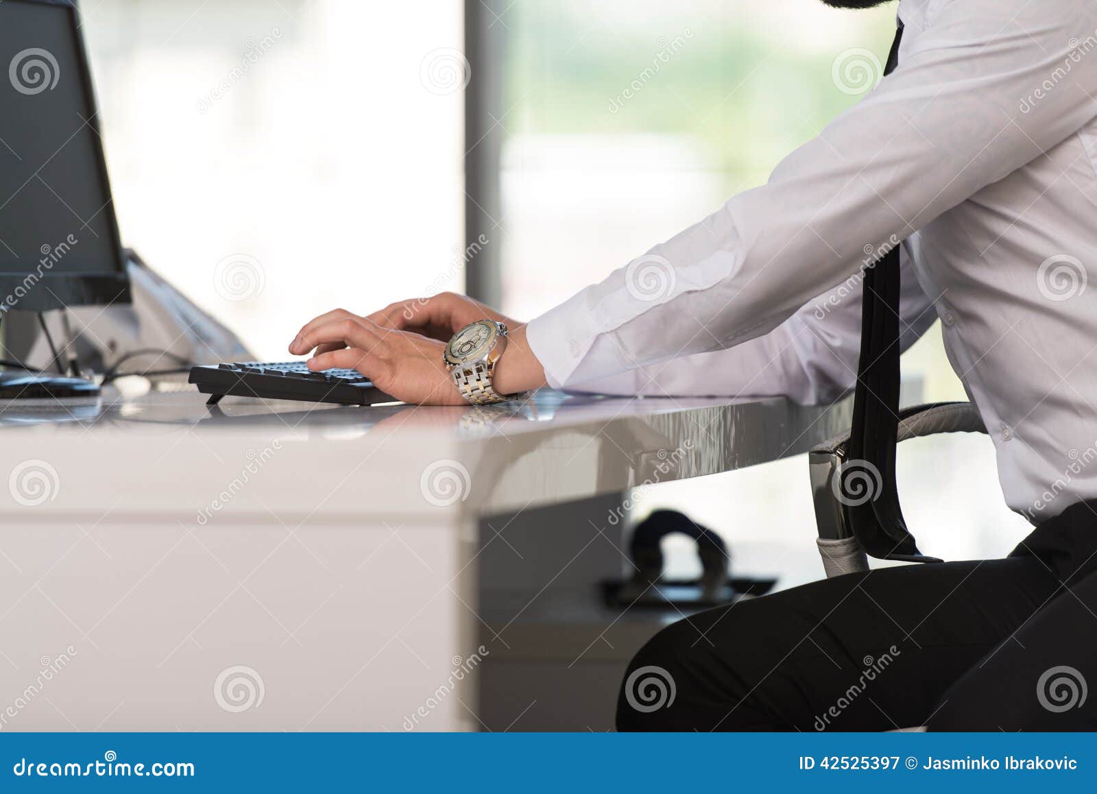Hands of a Businessman Using Computer Stock Image - Image of human ...