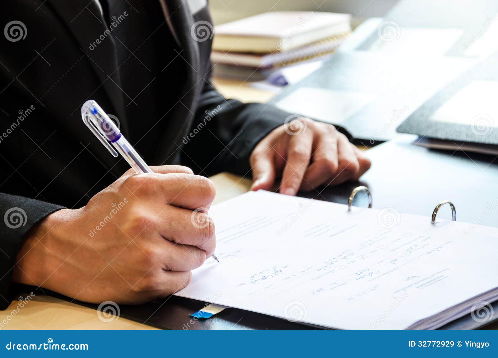 Hands Businessman Who Signed the Document. Stock Image - Image of paper ...