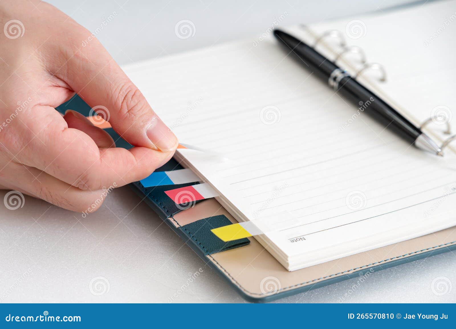 Hands of a Businessman Writing a Schedule or Recording Ideas in a Diary ...