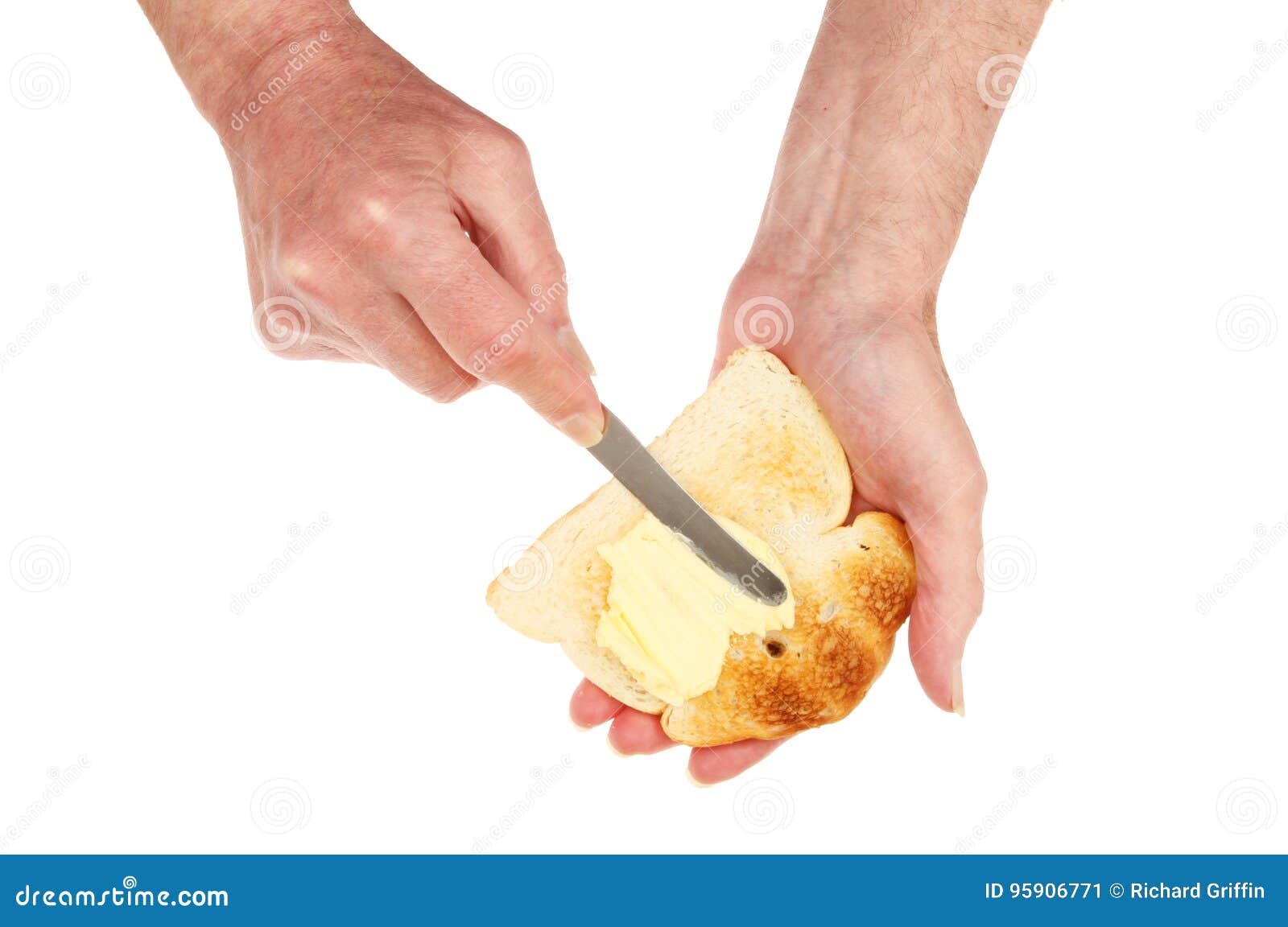 Hands buttering toast stock image. Image of bread, isolated - 95906771