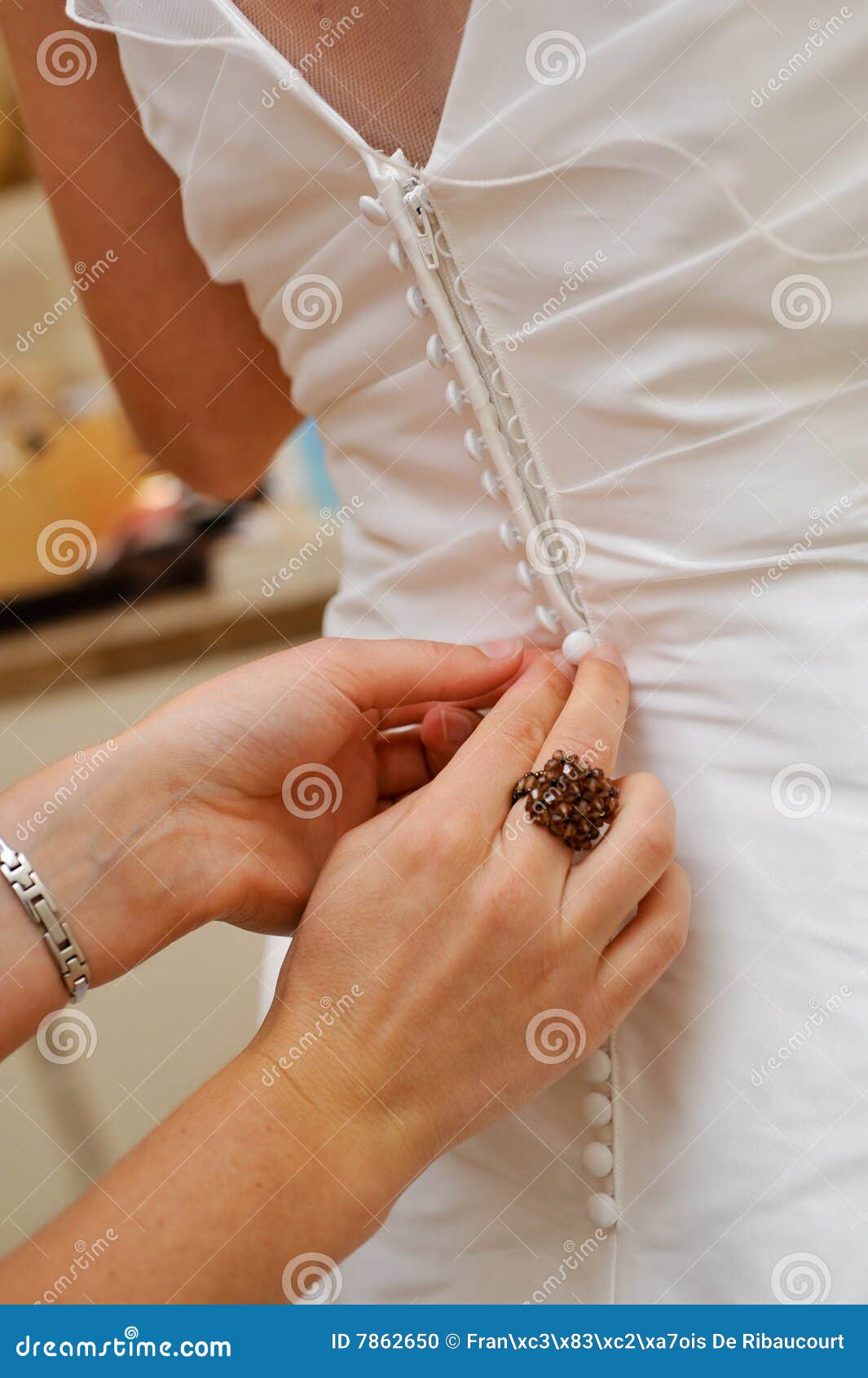 Hands Buttoning Wedding Dress Stock Photo - Image of buttons, fastening ...