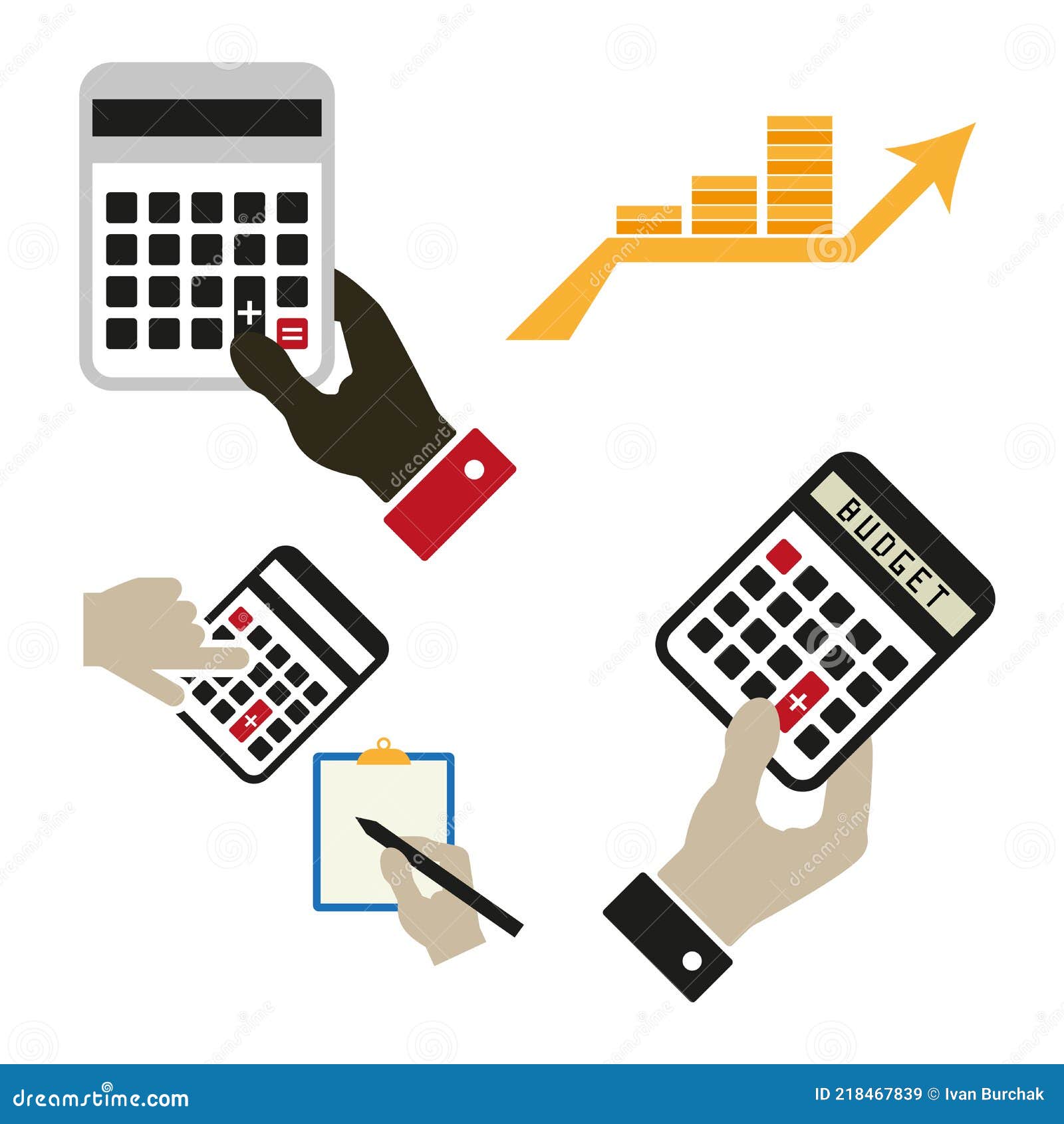 Hands with Calculators Vector Icons Stock Vector - Illustration of ...
