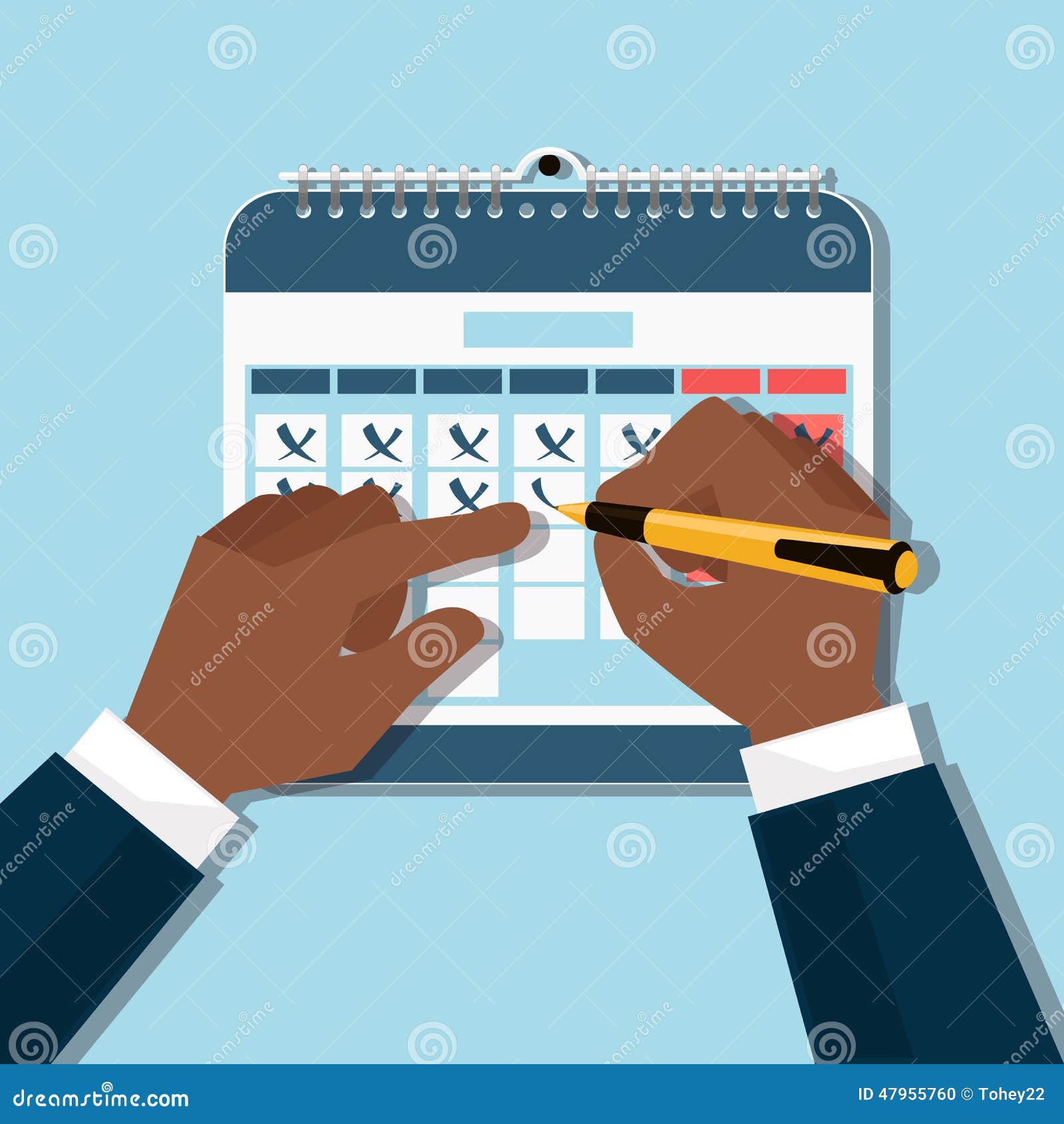 Hands and calendar stock vector. Illustration of november - 47955760