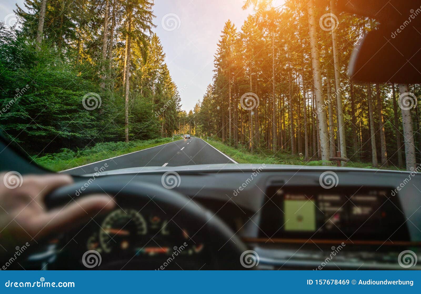 Hands of Car Driver on Steering Wheel, Road Trip Stock Image - Image of ...