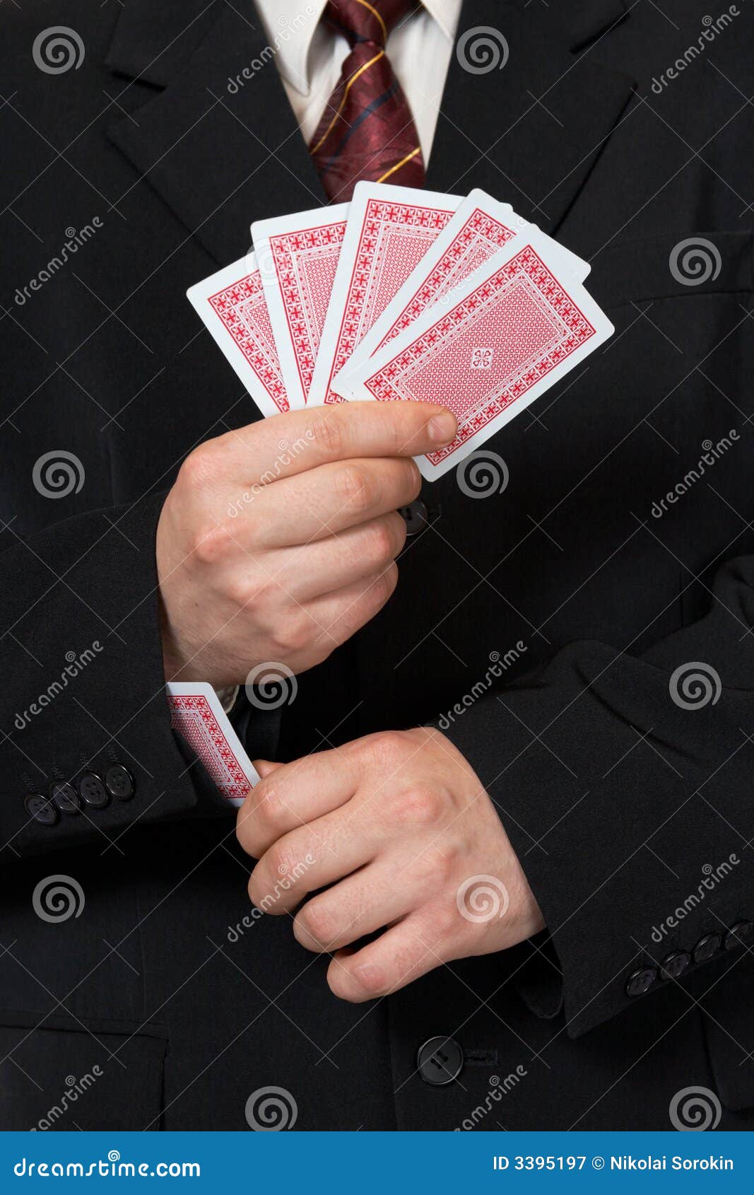 Hands and card in sleeve stock image. Image of hand, holding - 3395197