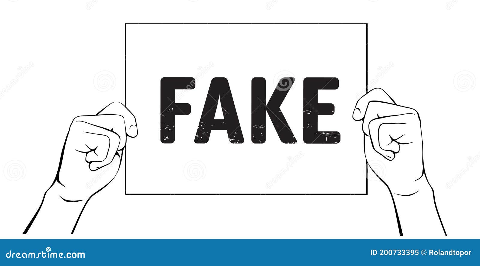 Hands with Card and Text FAKE. Vector Illustration Stock Vector ...