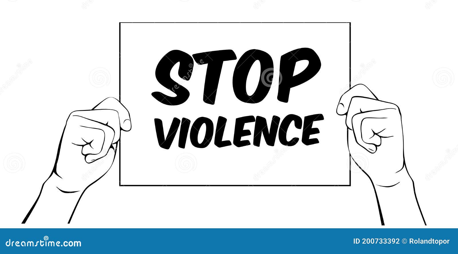 Hands with Card and Text Stop Violence. Vector Illustration Stock ...