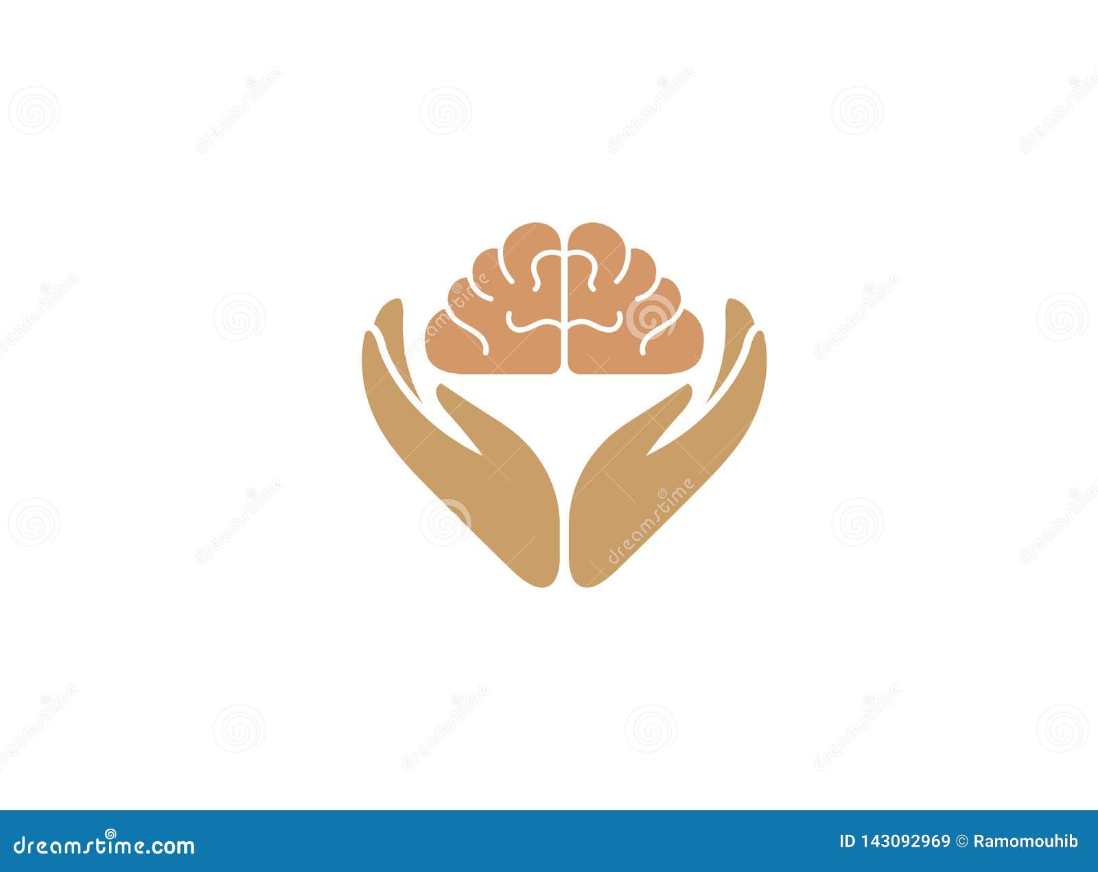 Hands Care Human Brain And Knowledge For Logo Design Stock Illustration ...