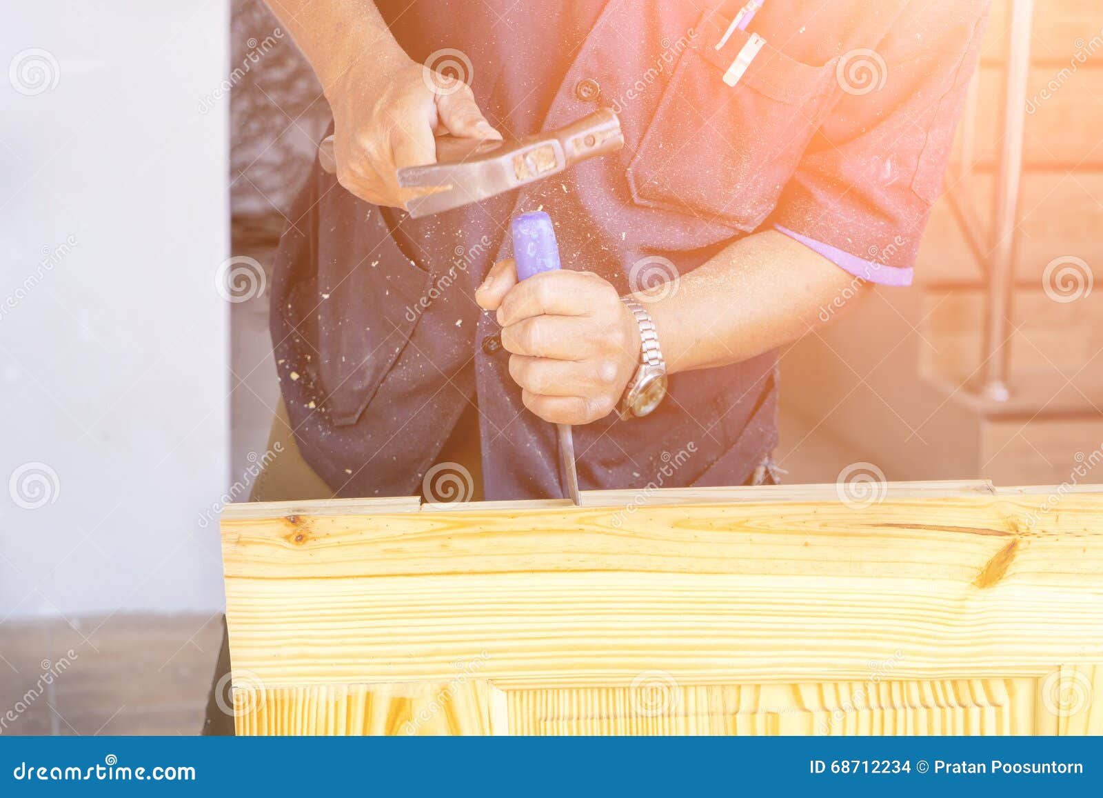 Hands of Carpenter with Chisel in the Hands Stock Photo - Image of ...