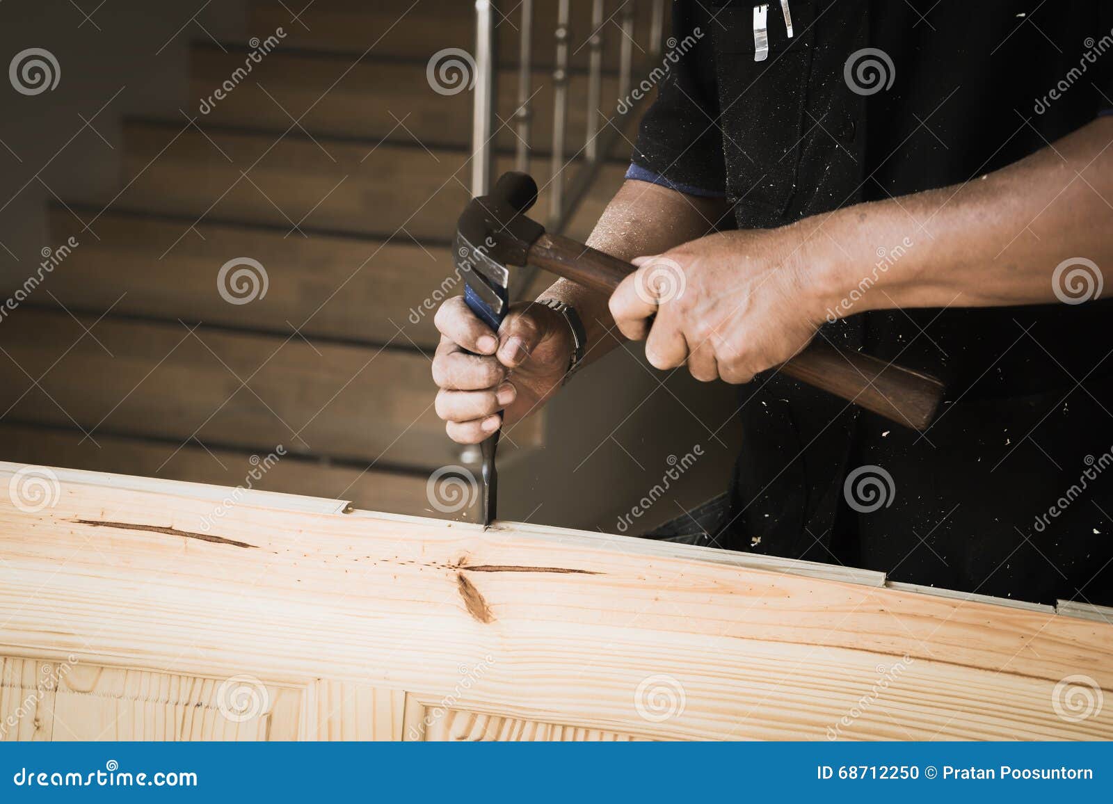 Hands of Carpenter with Chisel in the Hands Stock Photo - Image of ...