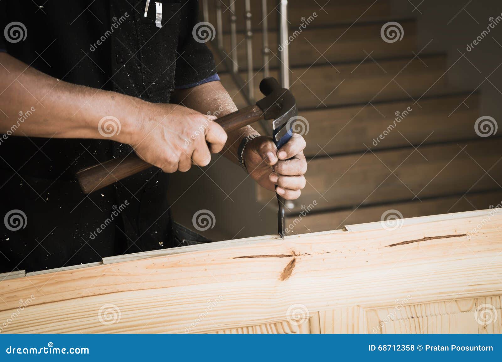 Hands of Carpenter with Chisel in the Hands Stock Photo - Image of ...