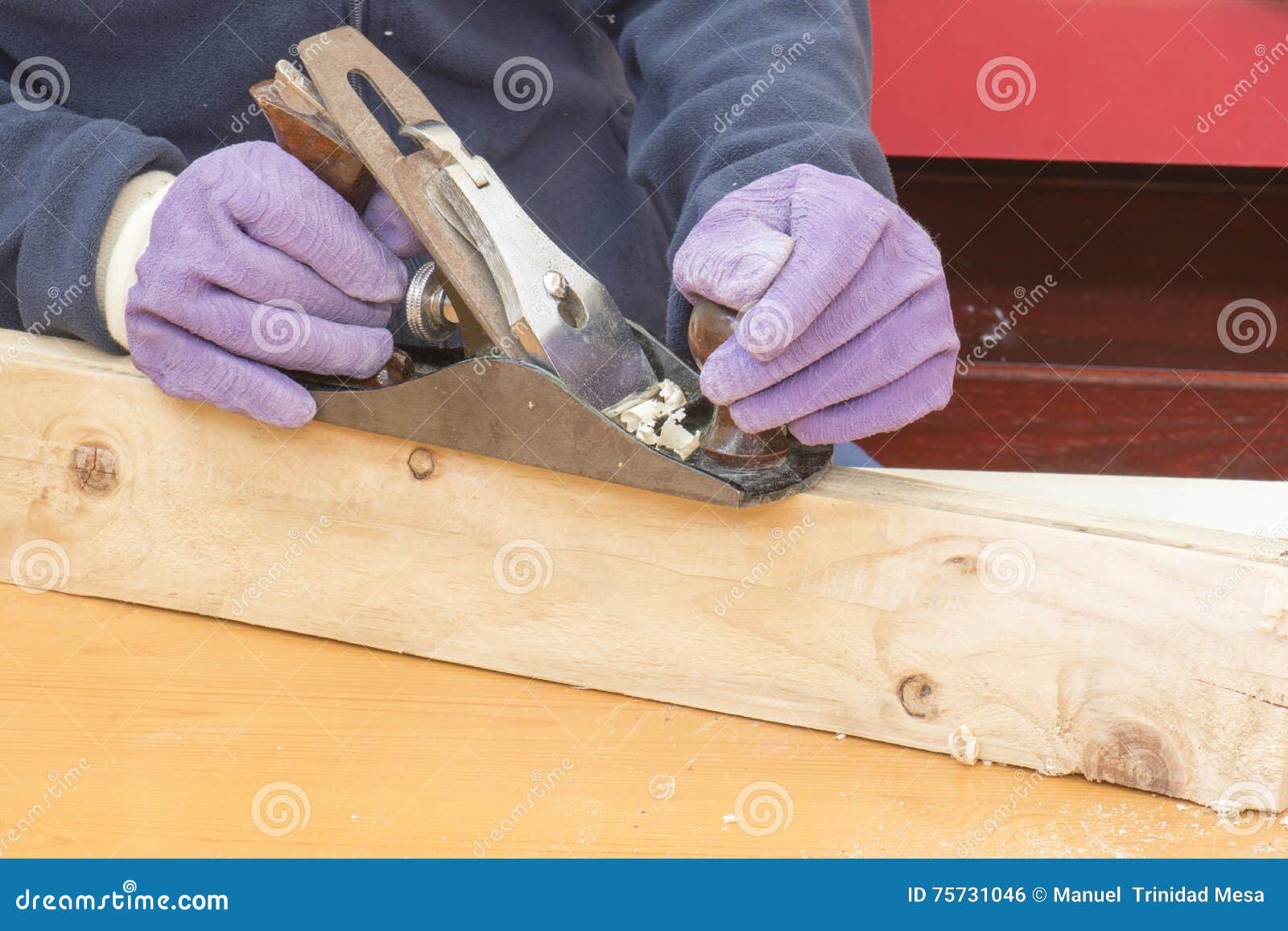 Hands of a Carpenter Planed Wood Stock Photo - Image of planing ...