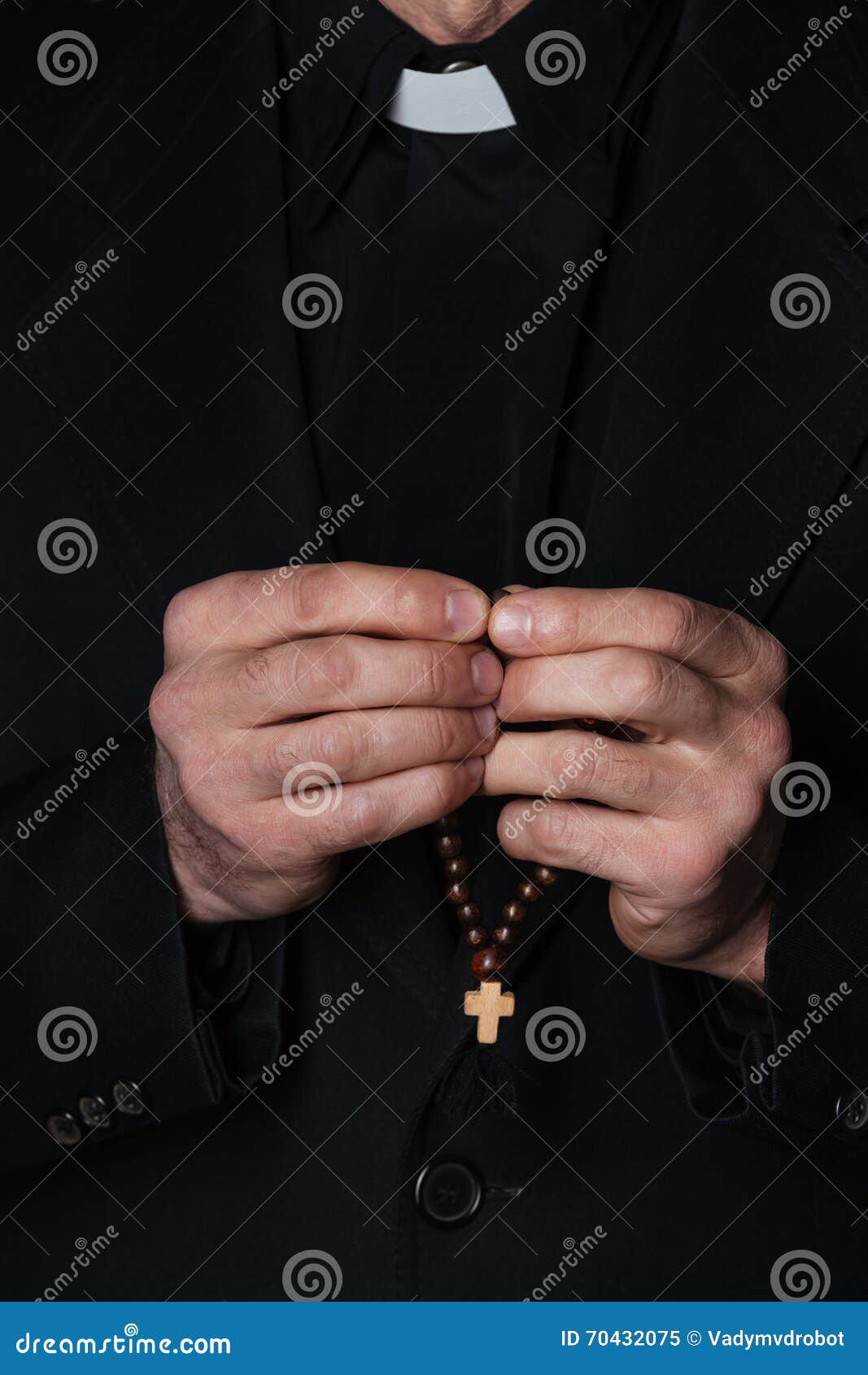 Hands of Catholic Priest Holding Rosary Stock Image - Image of isolated ...