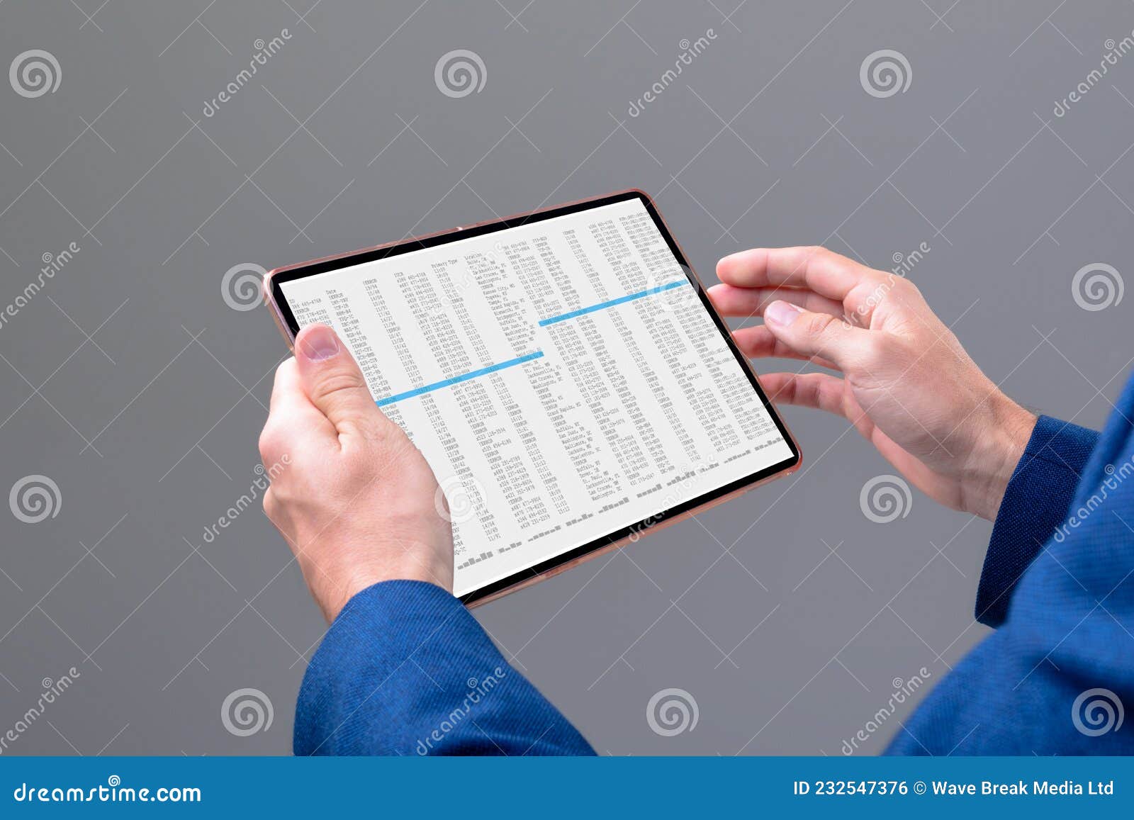 Hands Of Caucasian Male Programmer Using Tablet With Coding On Screen