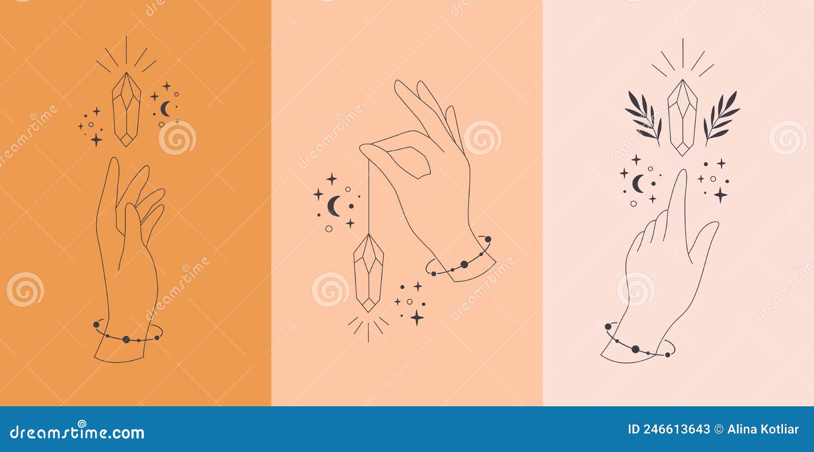 Hands with Celestial Mystical Symbols. Mystical, Esoteric or Healing ...