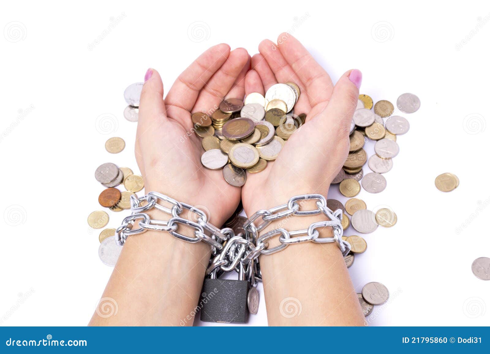 Hands Chained To the Bank the Money Saved Stock Photo - Image of hand ...