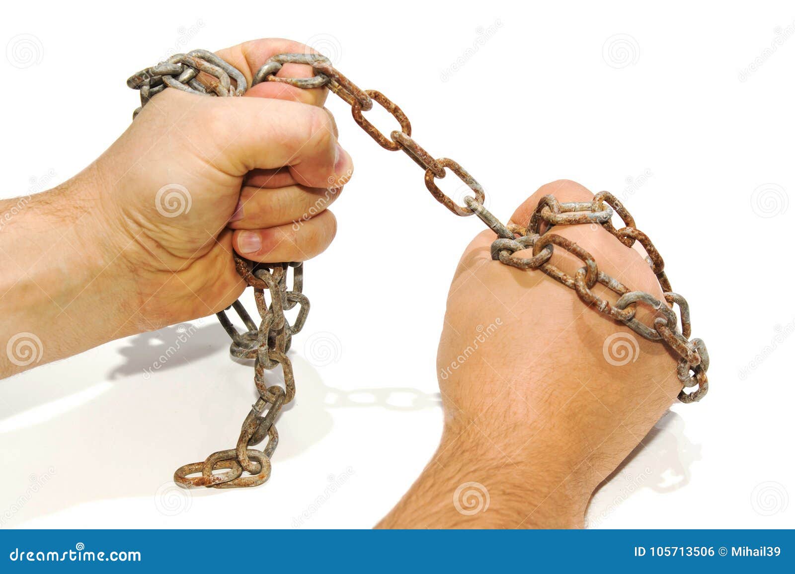 Hands in Chains Isolated on White Background Stock Photo - Image of ...