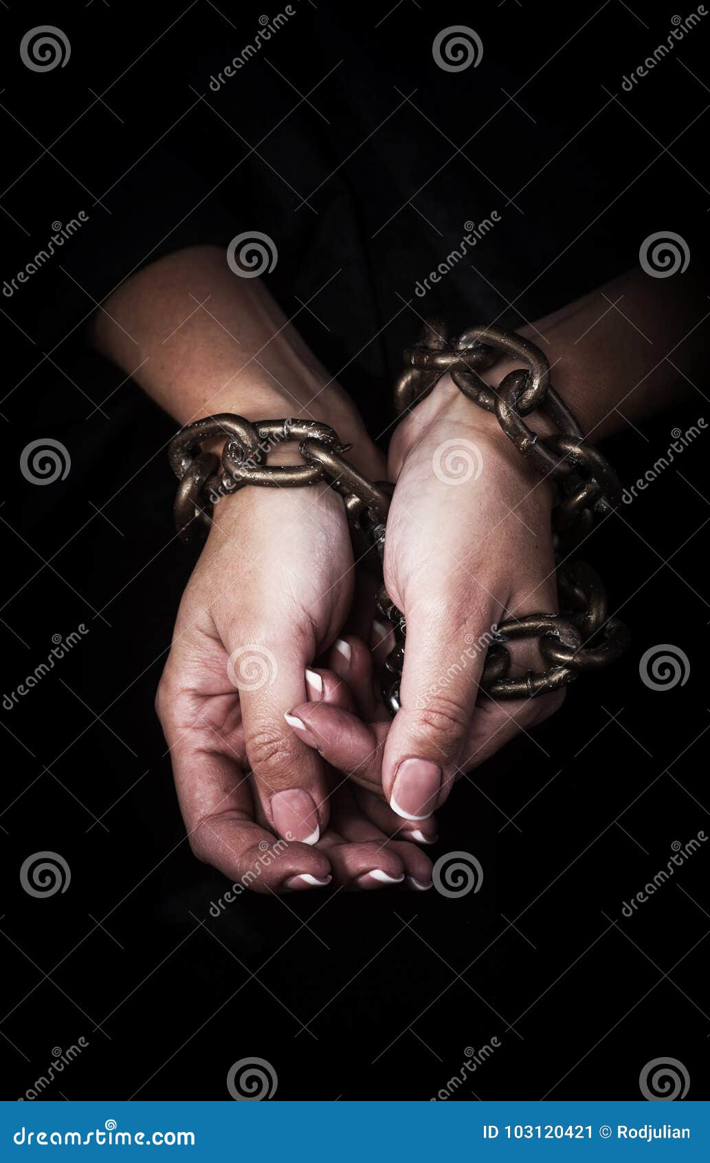 Hands in chains. stock image. Image of abandoned, emotion - 103120421