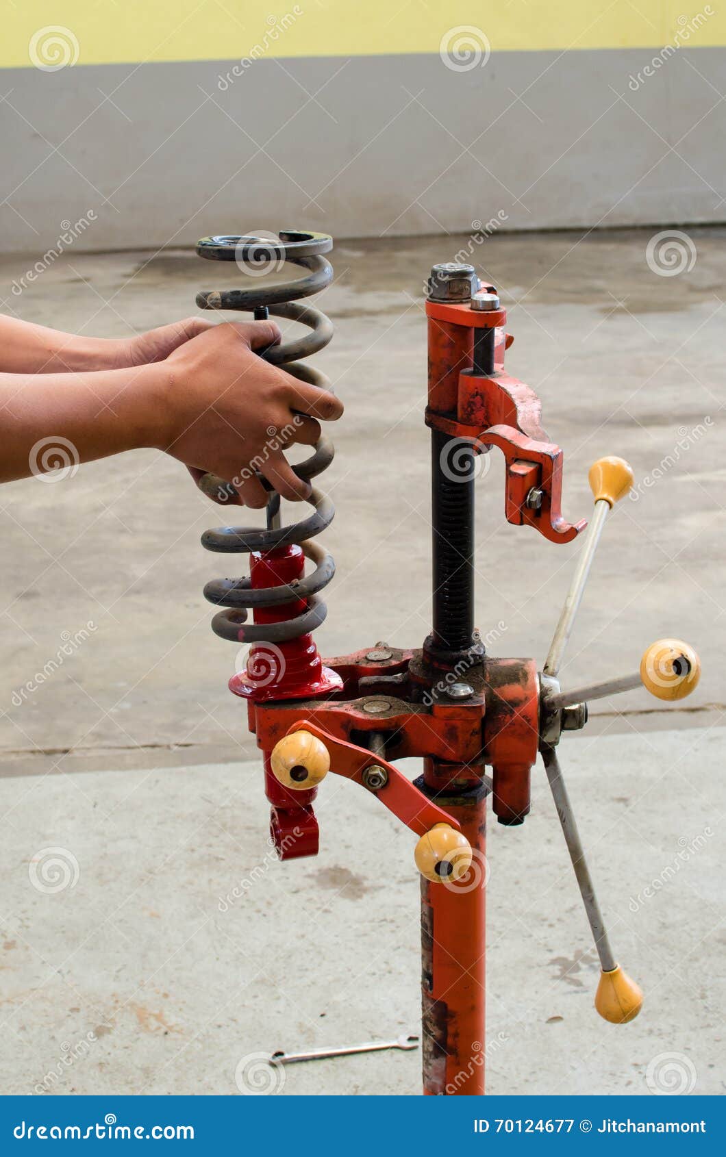 Hands Changing Shock Up Absorber Stock Image - Image of male, machine ...