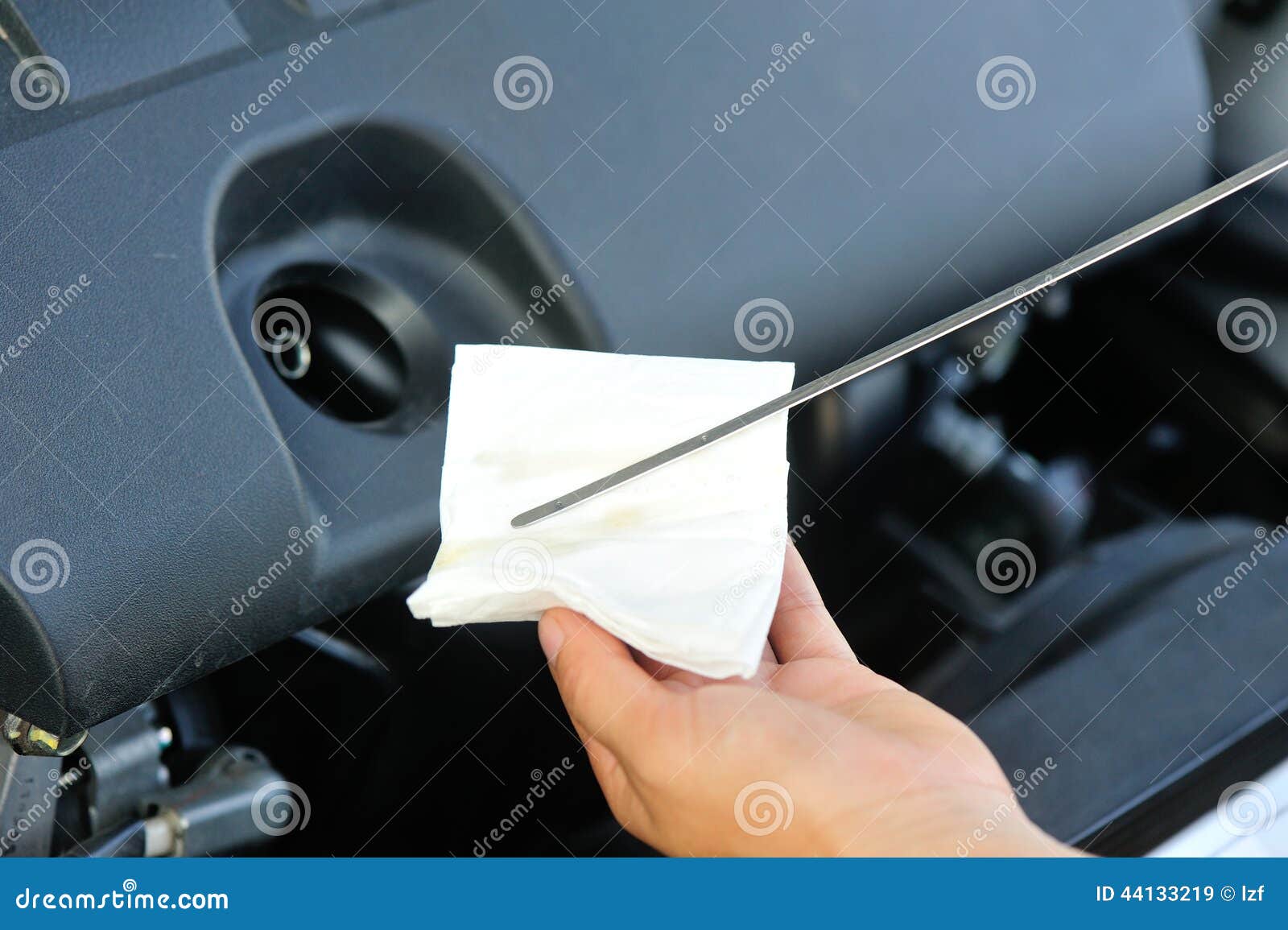 Hands Checking the Car Engine Oil Stock Image - Image of closeup ...