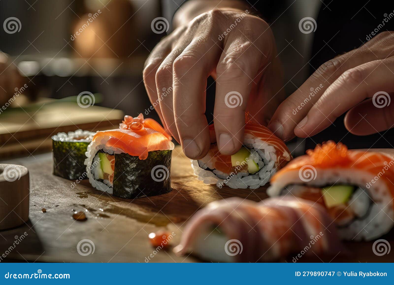 Hands Chef Preparing Sushi Cook. Generate Ai Stock Illustration ...