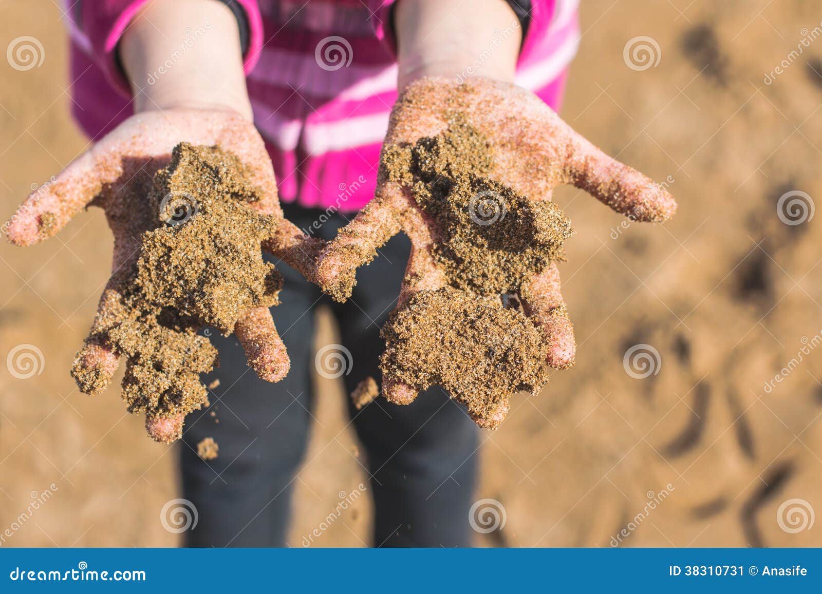 Hands of Child Full of Wet Sand Stock Image - Image of closeup, spring ...