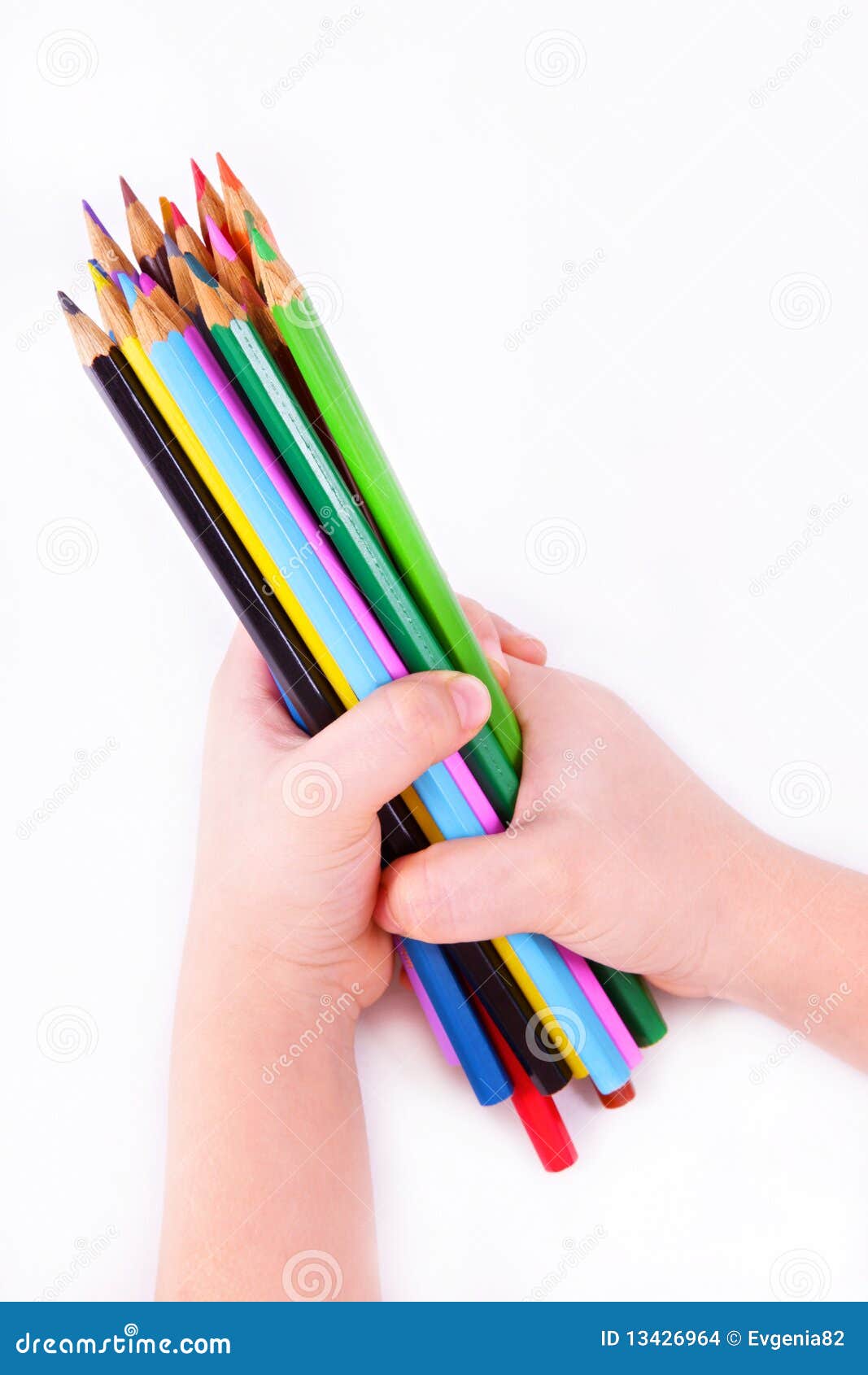 Hands of Child Holding Pencils Stock Photo - Image of crayon, rainbow ...