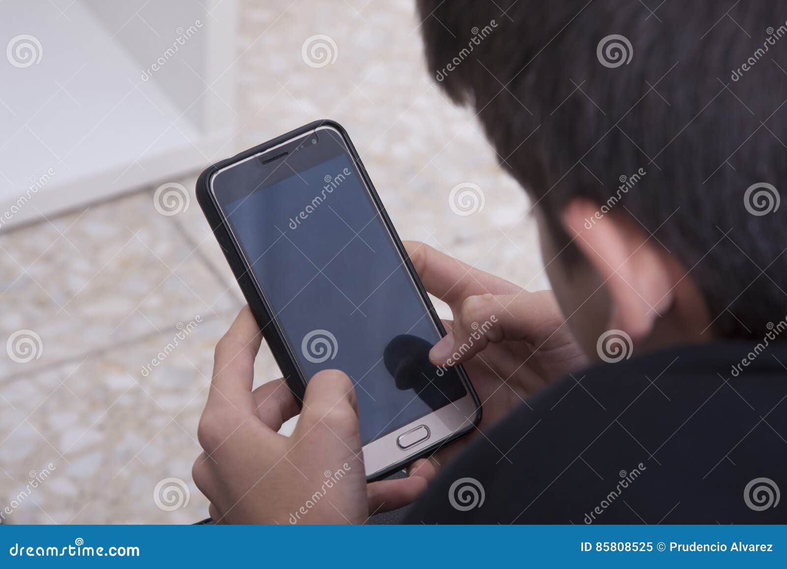 Hands of the Child with the Phone Mobile Stock Image - Image of child ...