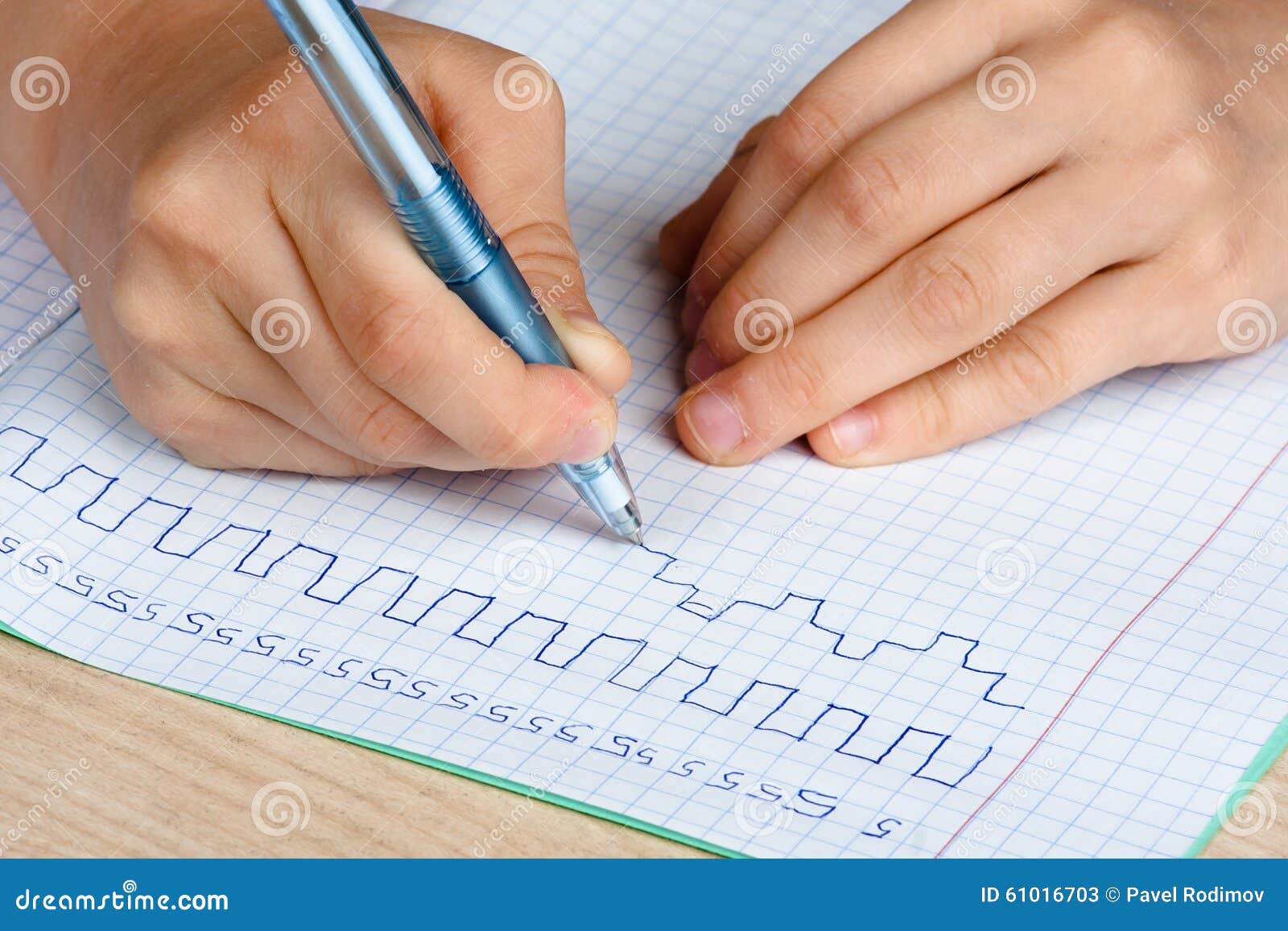 Hands of Child Writing in Notebook Stock Image - Image of people, color ...